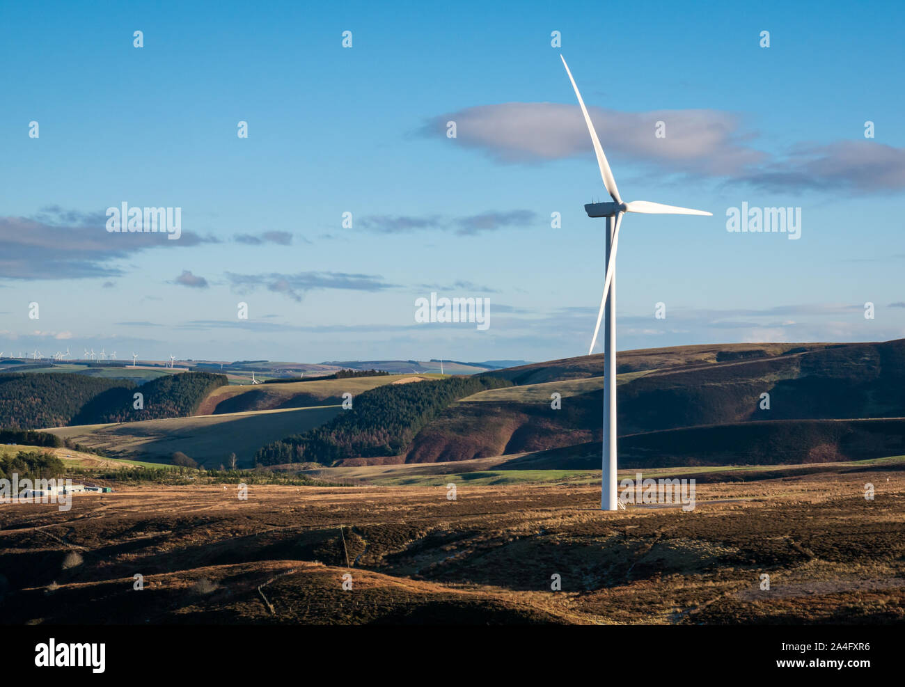 Wind turbine on moorland, Lammermuir Hills, East Lothian, Scotland, UK ...