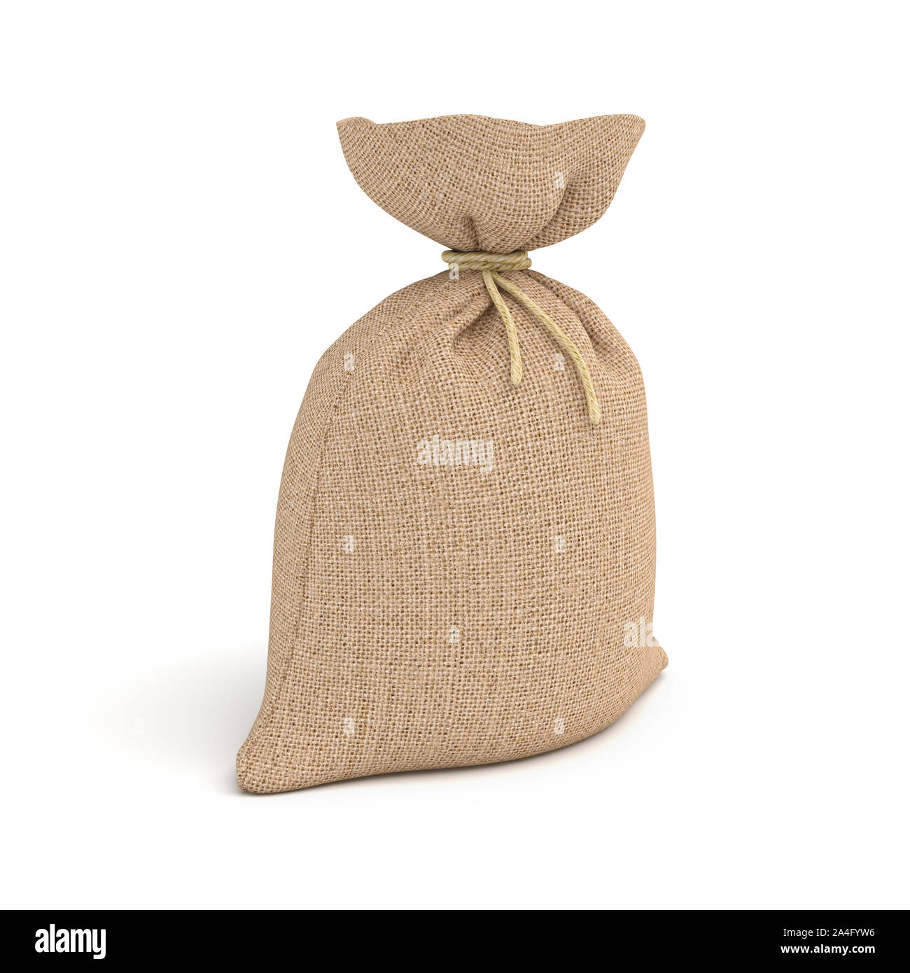 3d rendering of burlap money bag isolated on white background. Earning ...