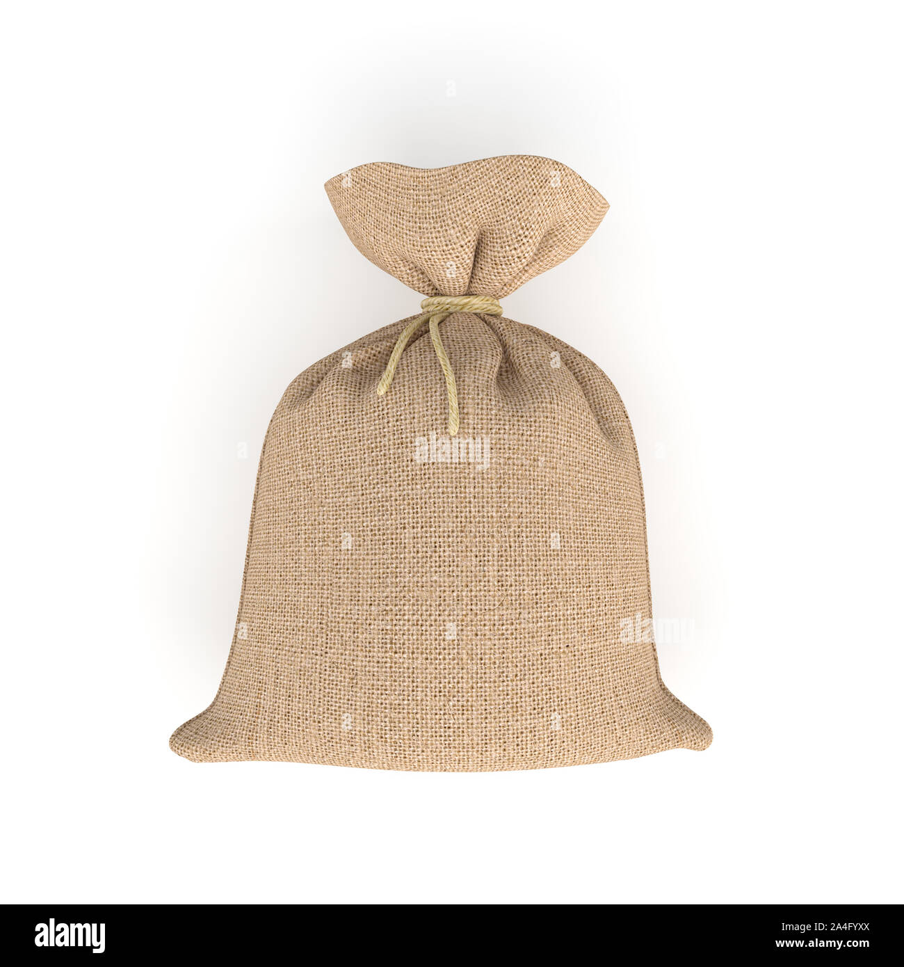 3d rendering of burlap money bag isolated on white background. Earning ...