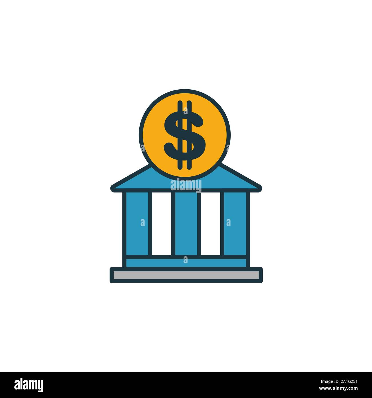 Bank outline icon. Thin style design from city elements icons ...