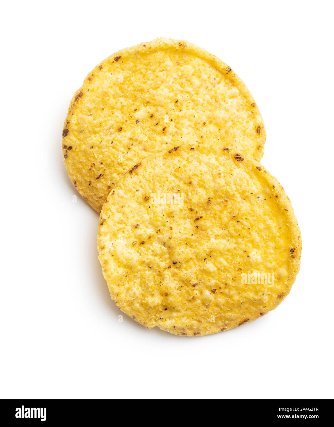 Round nacho chips. Yellow tortilla chips isolated on white background ...