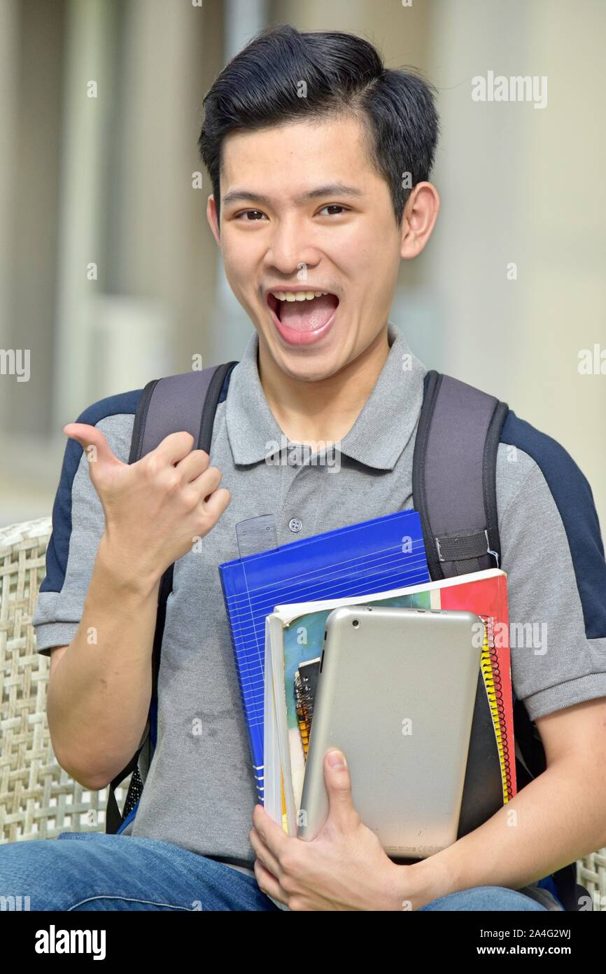Happy University Boy Student Stock Photo - Alamy