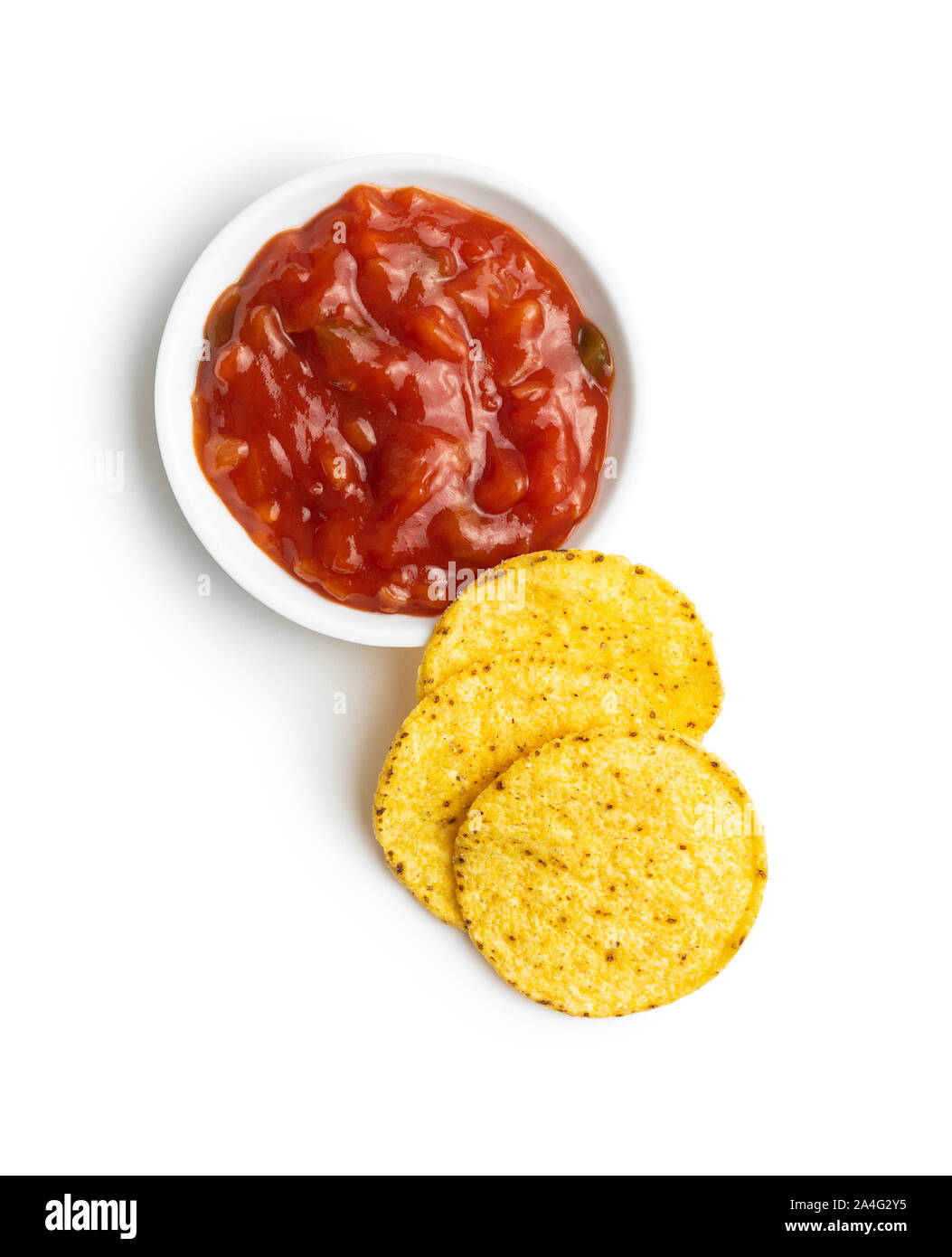 Round corn nacho chips and tomato dip. Yellow tortilla chips and salsa ...