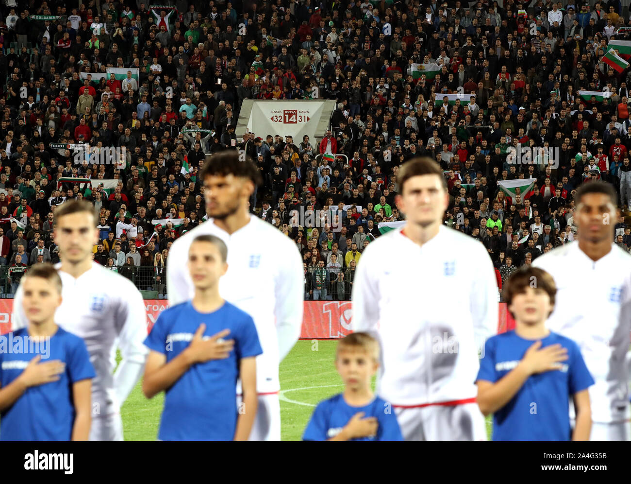 Bulgaria fans in the stands during the national anthem at the UEFA Euro ...