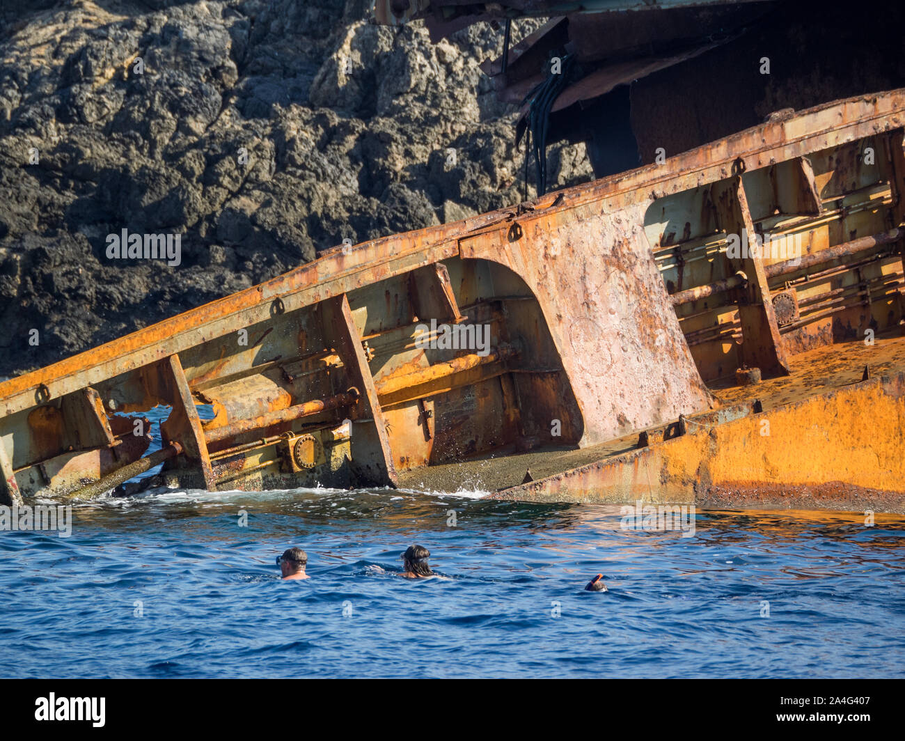 a close up view of Nordland ship wreck shipwreck off Kythera rocks in ...