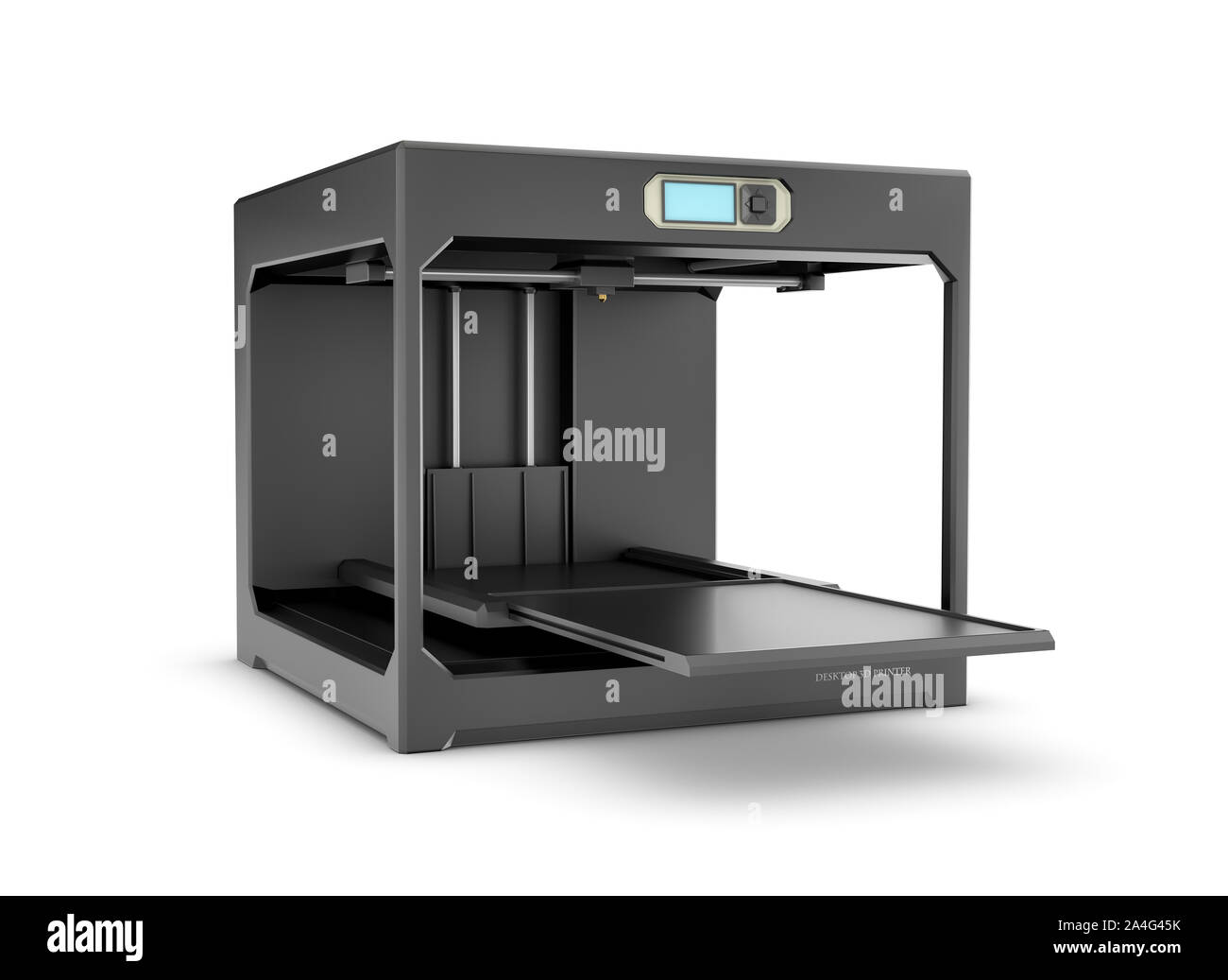 3d rendering of a black desktop 3d printer isolated on the white ...
