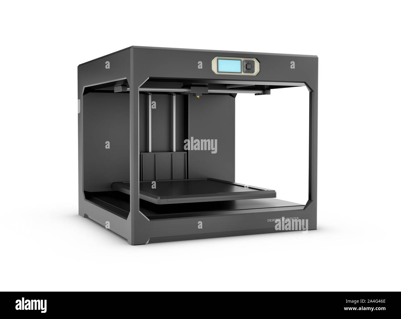 3d rendering of a black desktop 3d printer isolated on the white ...