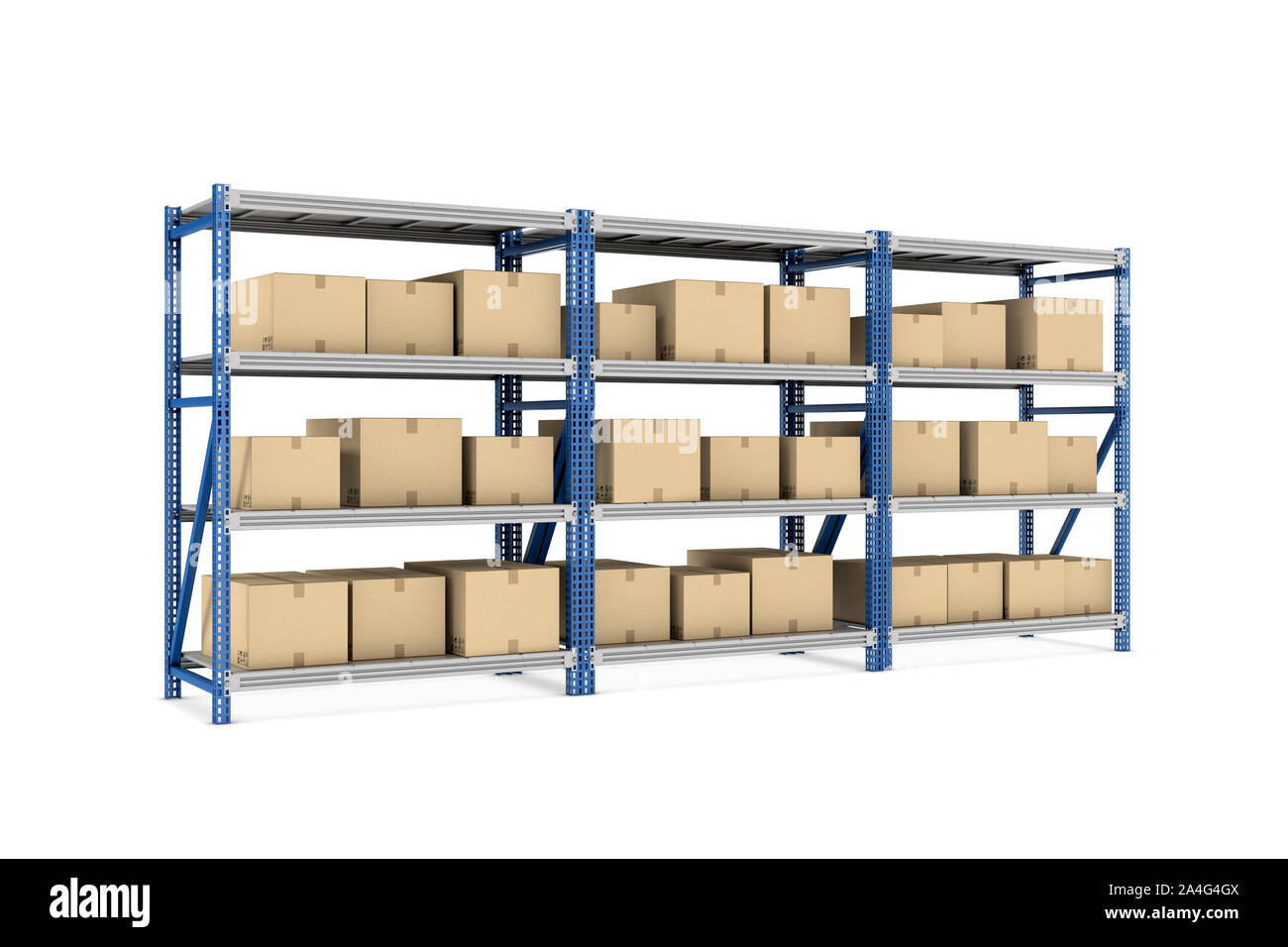 Warehouse storage racks boxes goods Cut Out Stock Images & Pictures - Alamy
