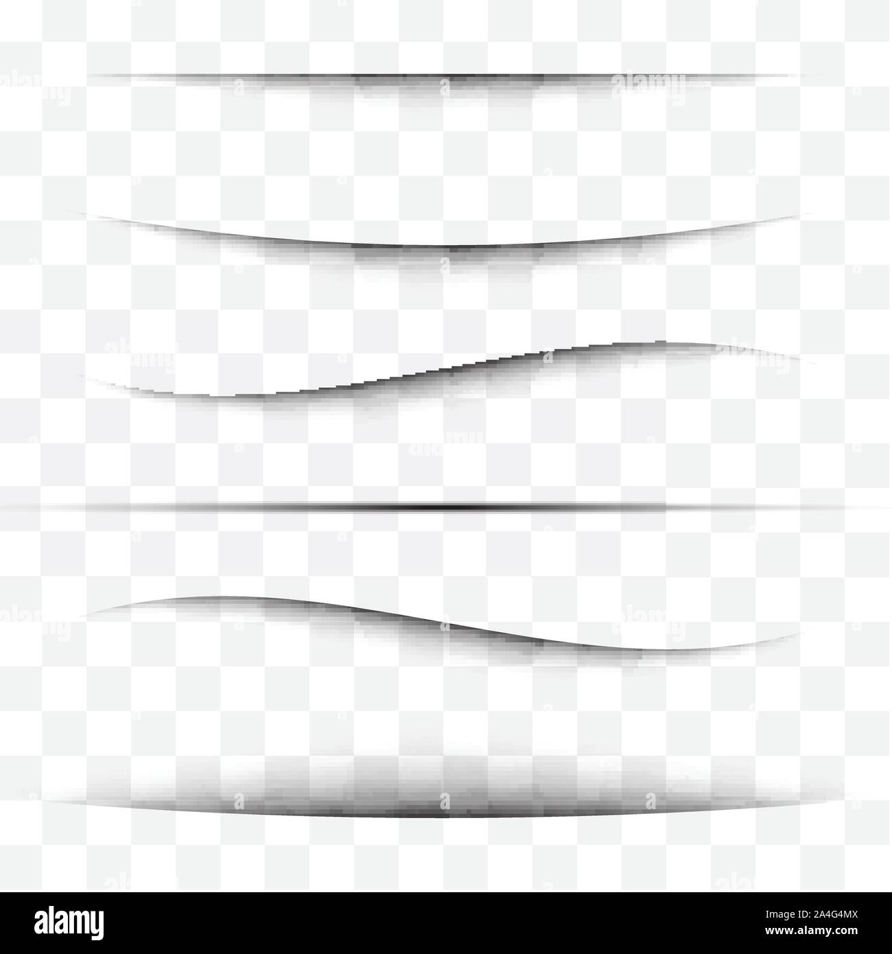 Page divider. Transparent realistic paper shadow effect set. Web banner ...