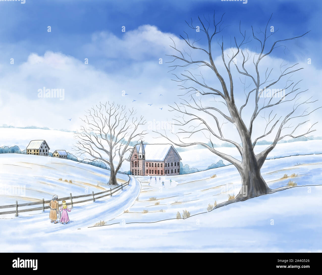 A watercolor-style illustration of a scene from Charles Dickens’ book ...