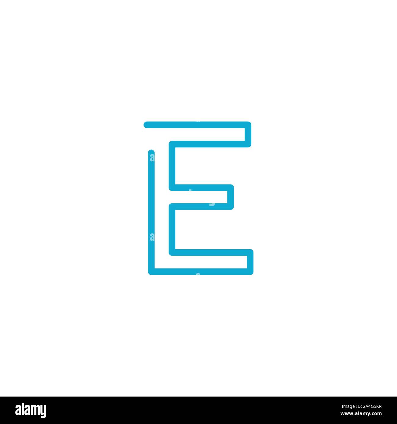 Linear geometric outline alphabet Letter E, Simple Logo Design, Blue ...