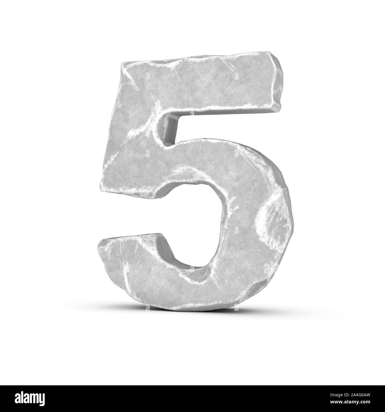3D rendering of stone number 5 isolated on white background. Figures ...