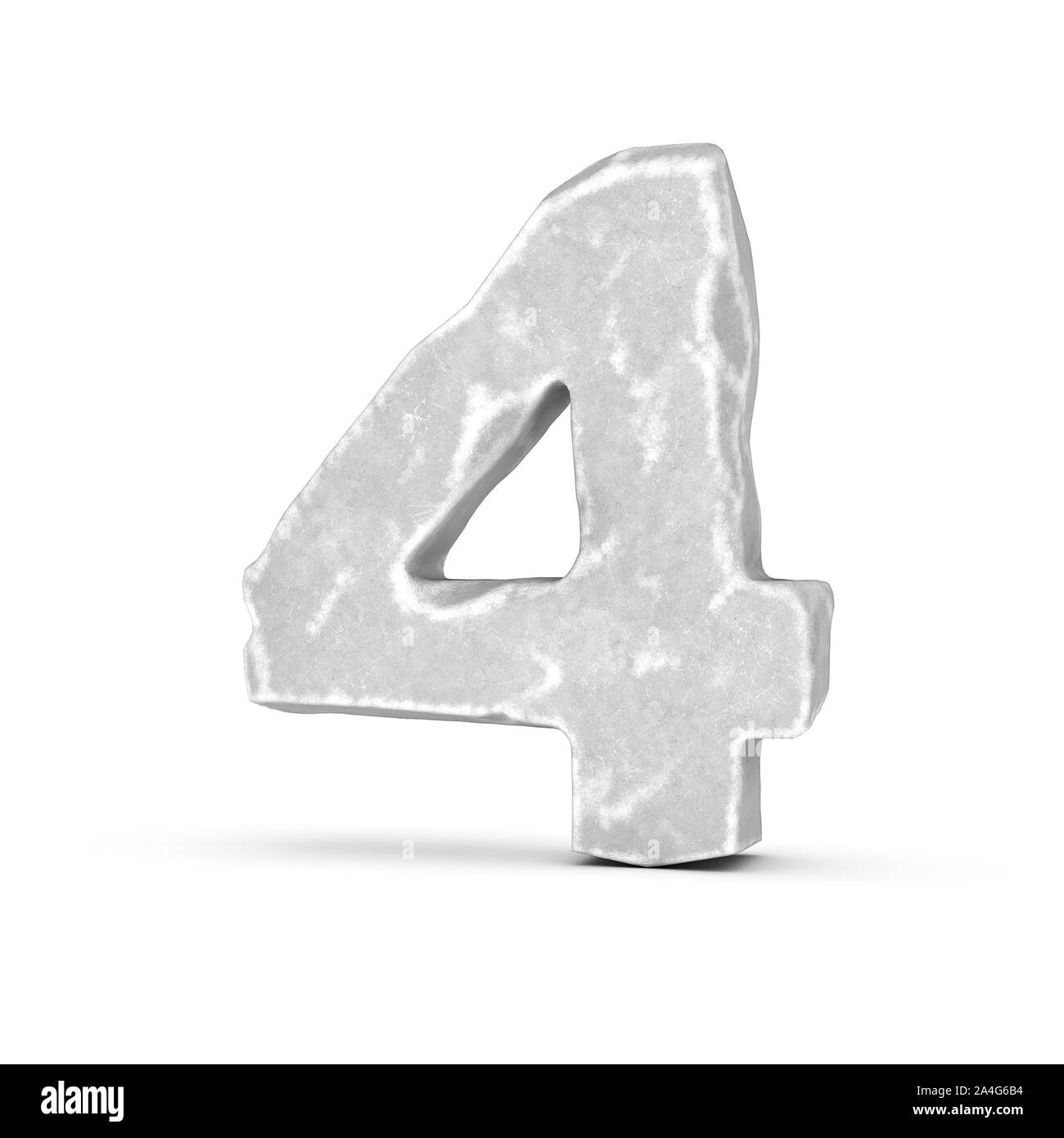 3D rendering of stone number 4 isolated on white background. Figures ...