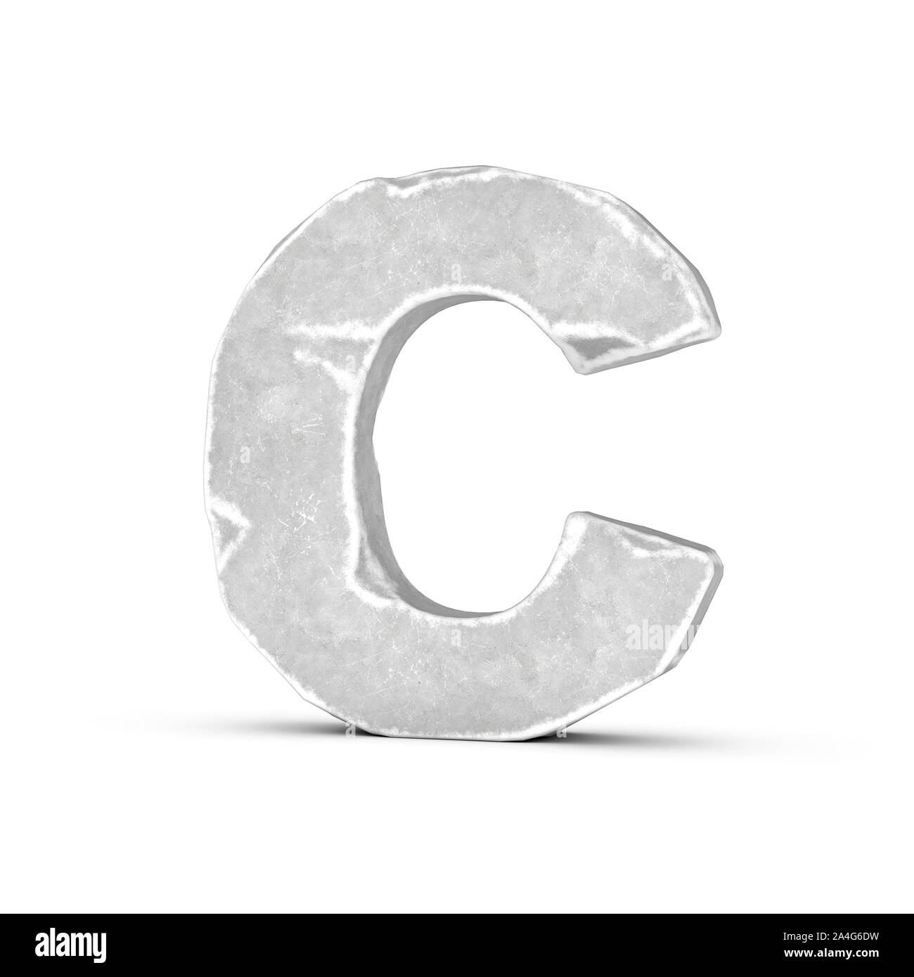3D rendering of stone letter C isolated on white background. Figures ...