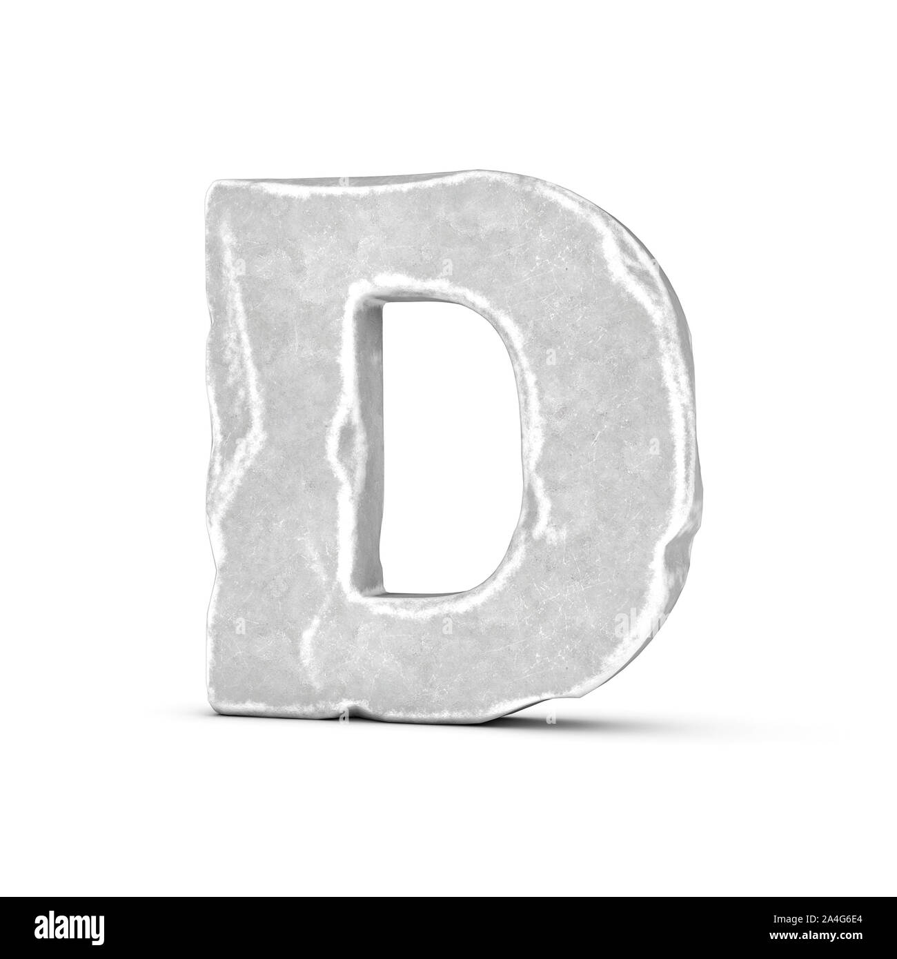 3D rendering of stone letter D isolated on white background. Figures ...