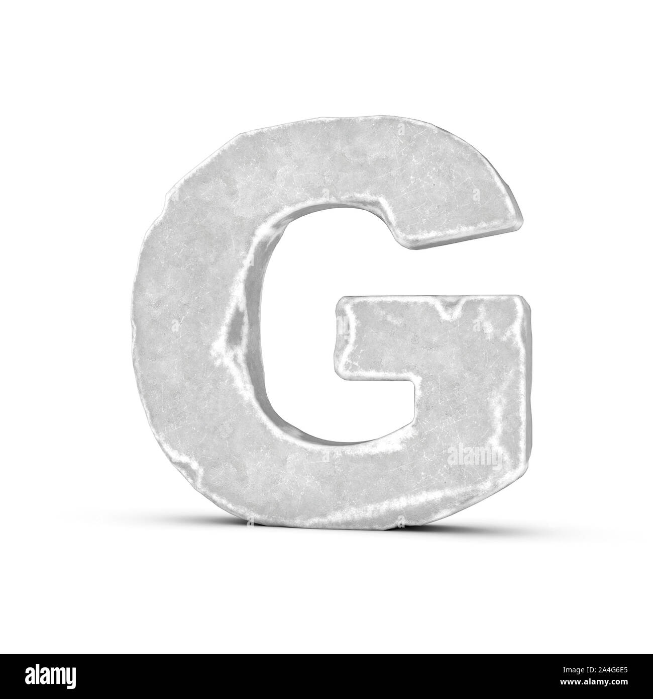 3D rendering of stone letter G isolated on white background. Figures ...