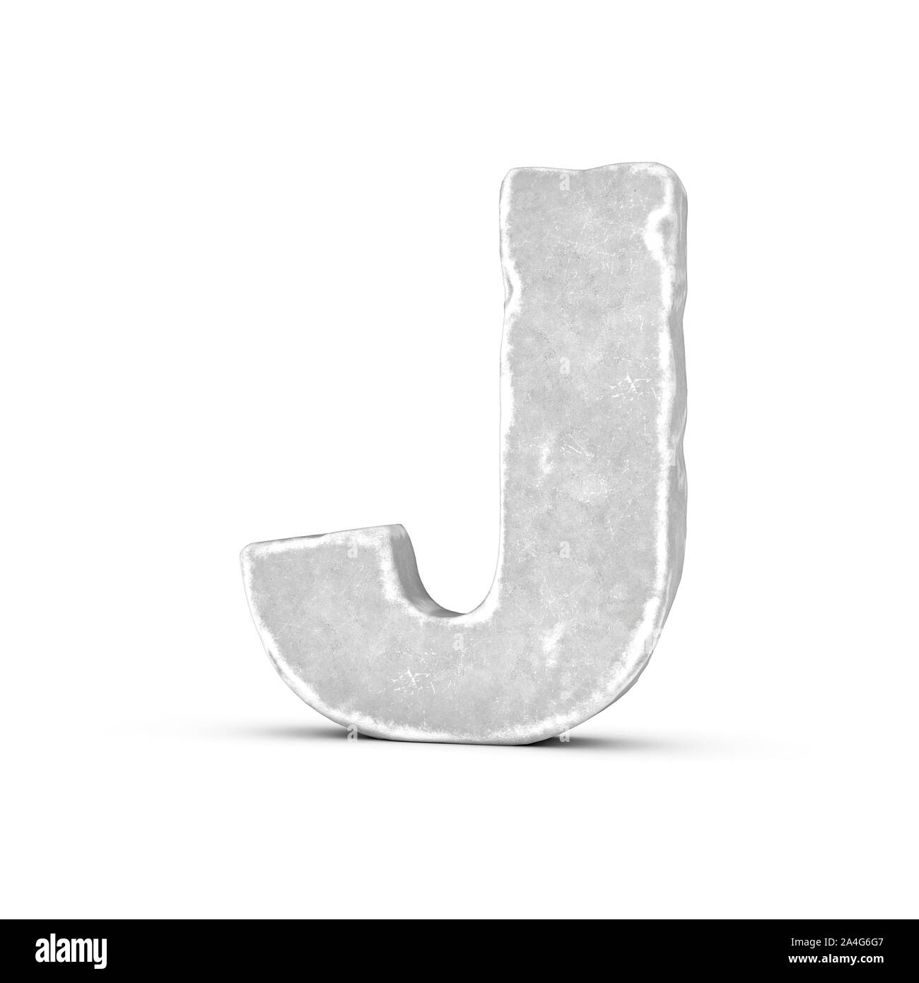 3D rendering of stone letter J isolated on white background. Figures ...