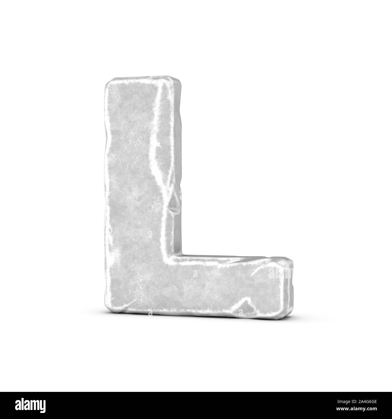 3D rendering of stone letter L isolated on white background. Figures ...