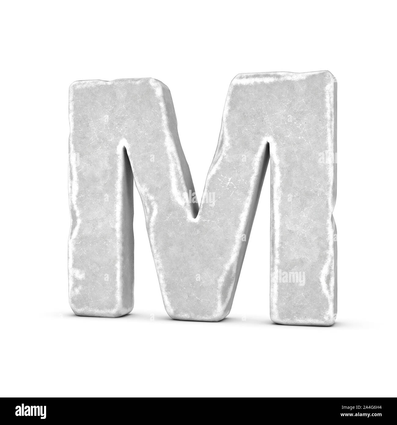 3D rendering of stone letter M isolated on white background. Figures ...