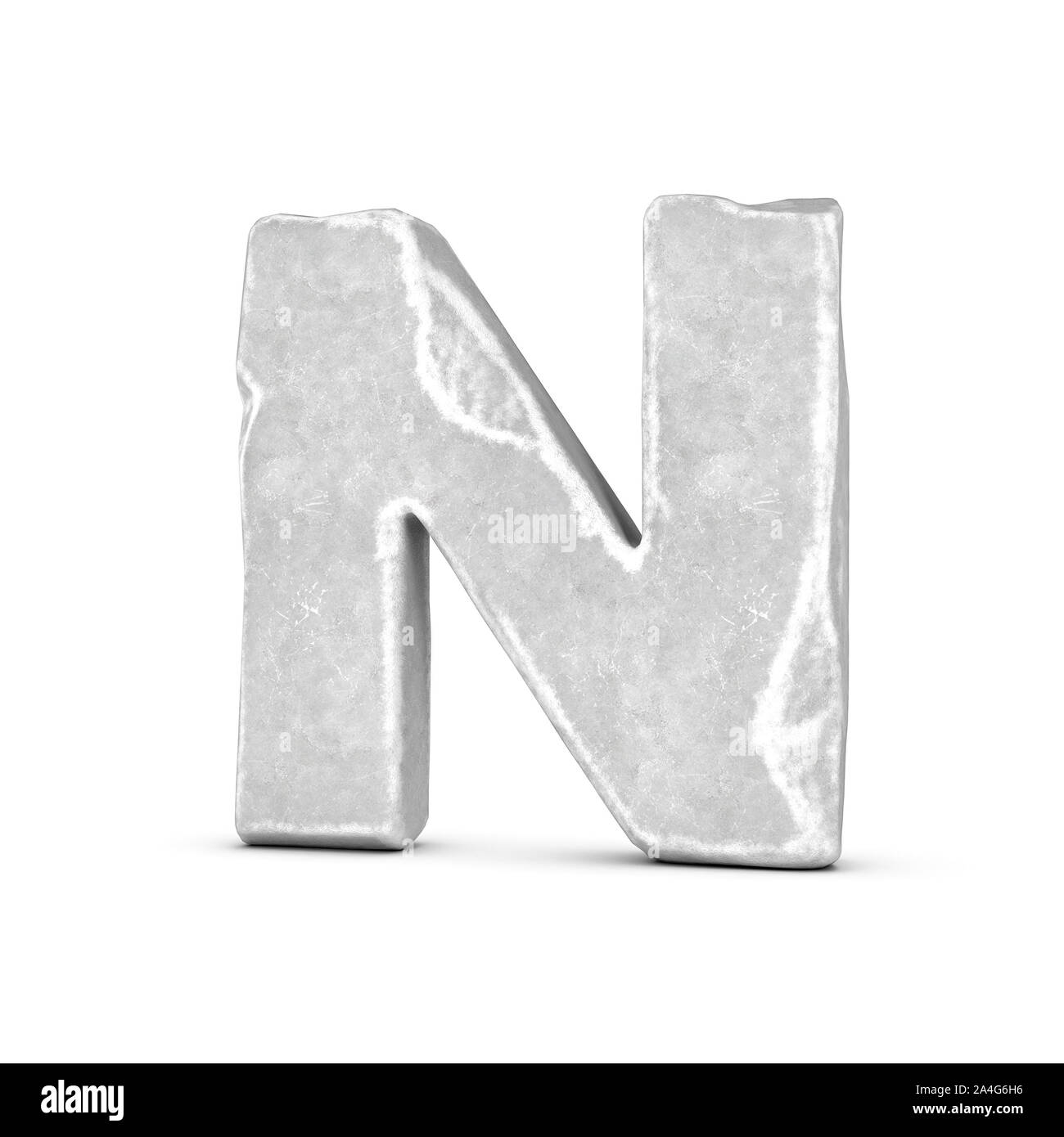 3D rendering of stone letter N isolated on white background. Figures ...