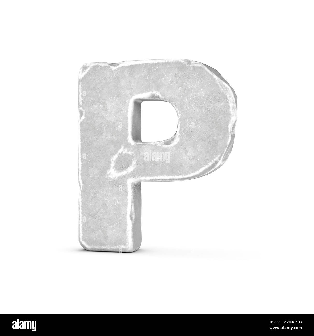 3D rendering of stone letter P isolated on white background. Figures ...