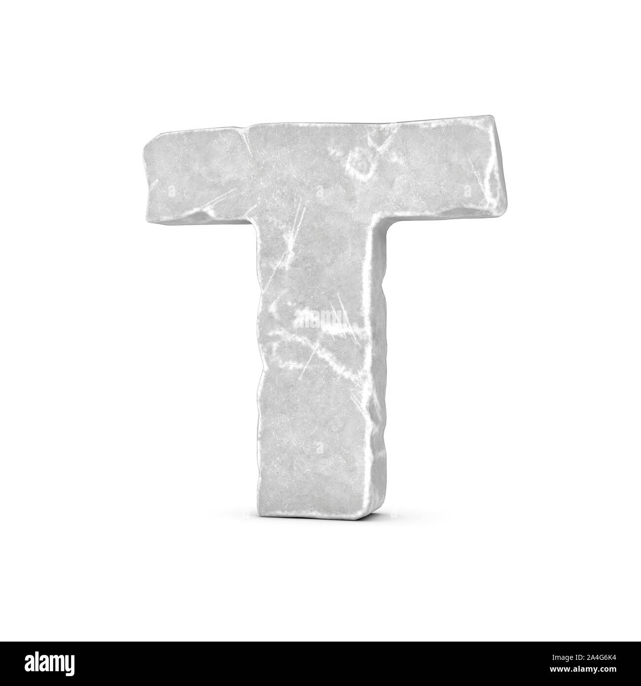 3D rendering of stone letter T isolated on white background. Figures ...