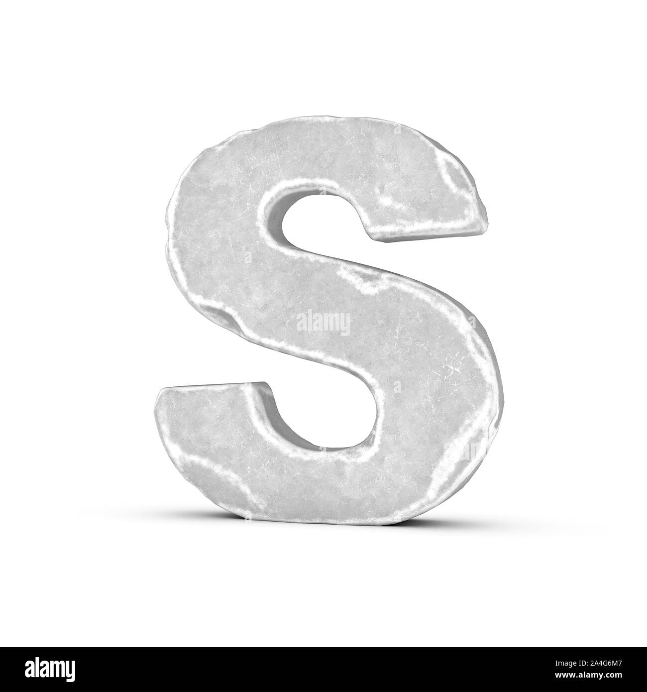 3D rendering of stone letter S isolated on white background. Figures ...