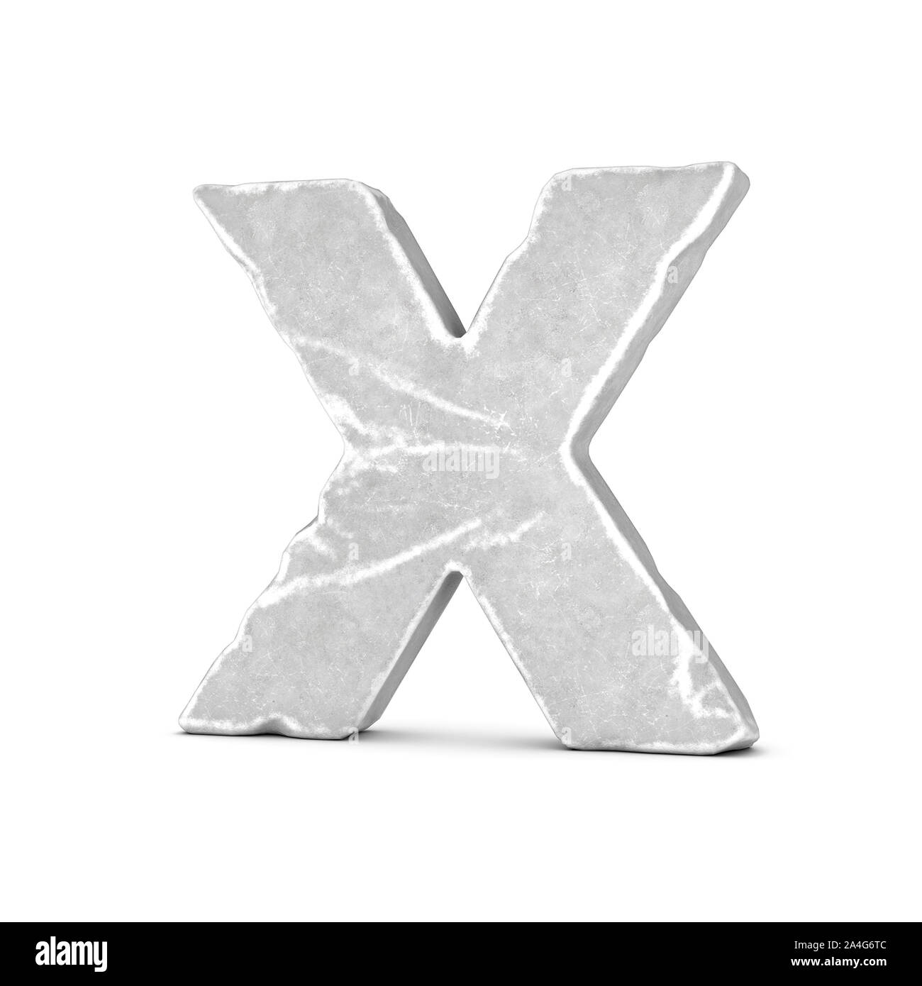 3D rendering of stone letter X isolated on white background. Figures ...