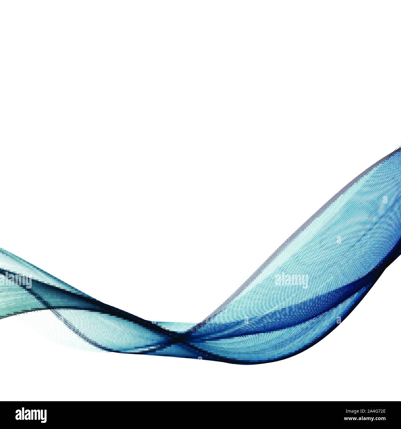 Wave with shadow.Abstract blue lines on a white background. Line art ...