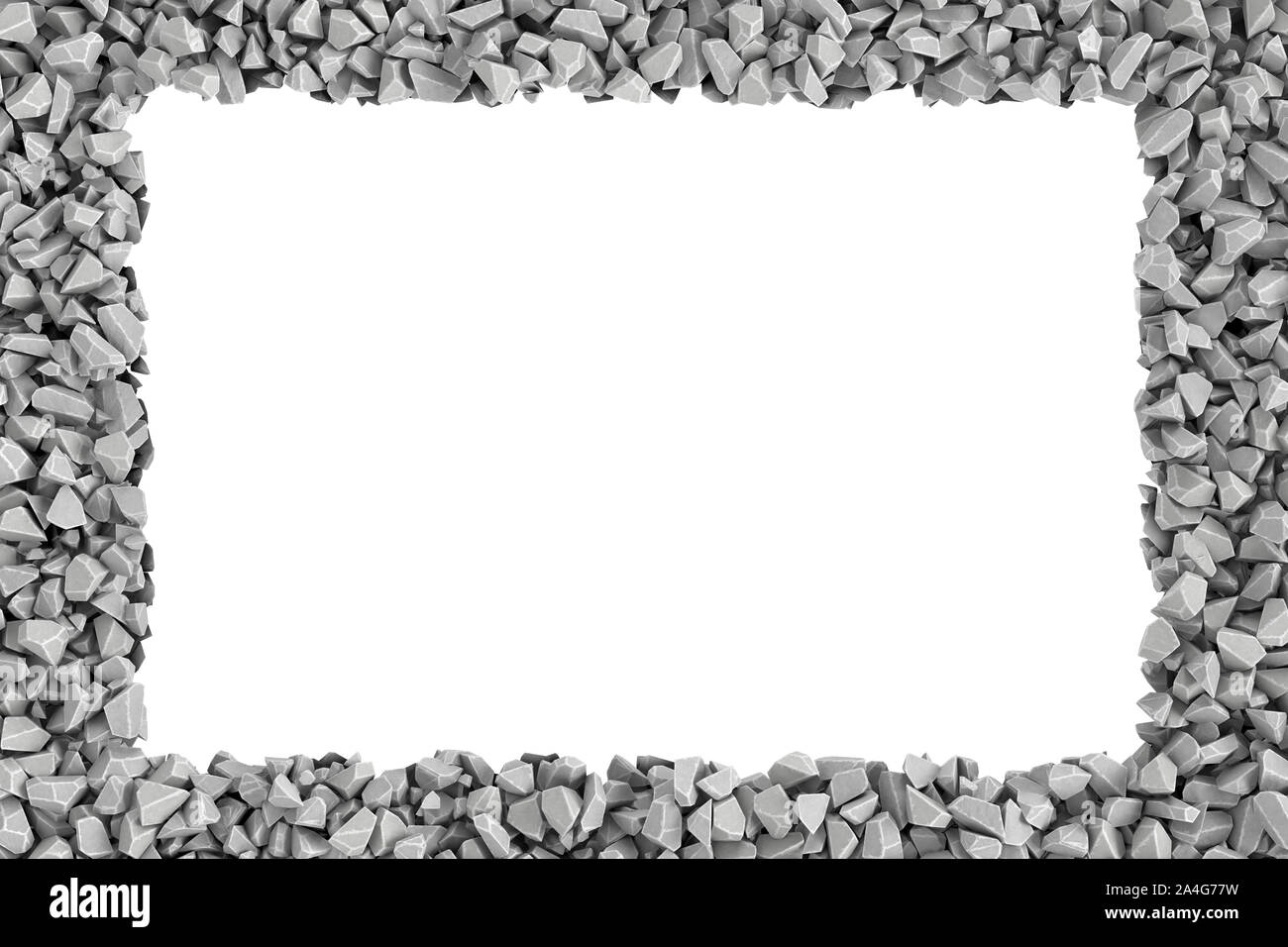 3d rendering of rectangle frame of stones on white background. Photo ...
