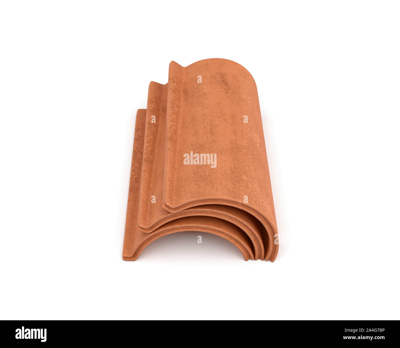 3d rendering of a small group roof tile lying in front view isolated on ...