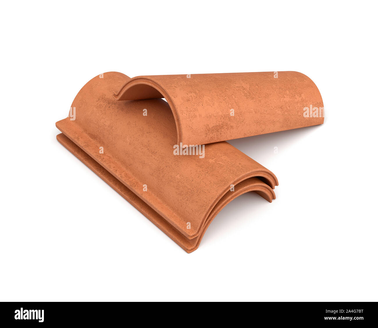 3d rendering of a small group roof tile lying in front view isolated on ...