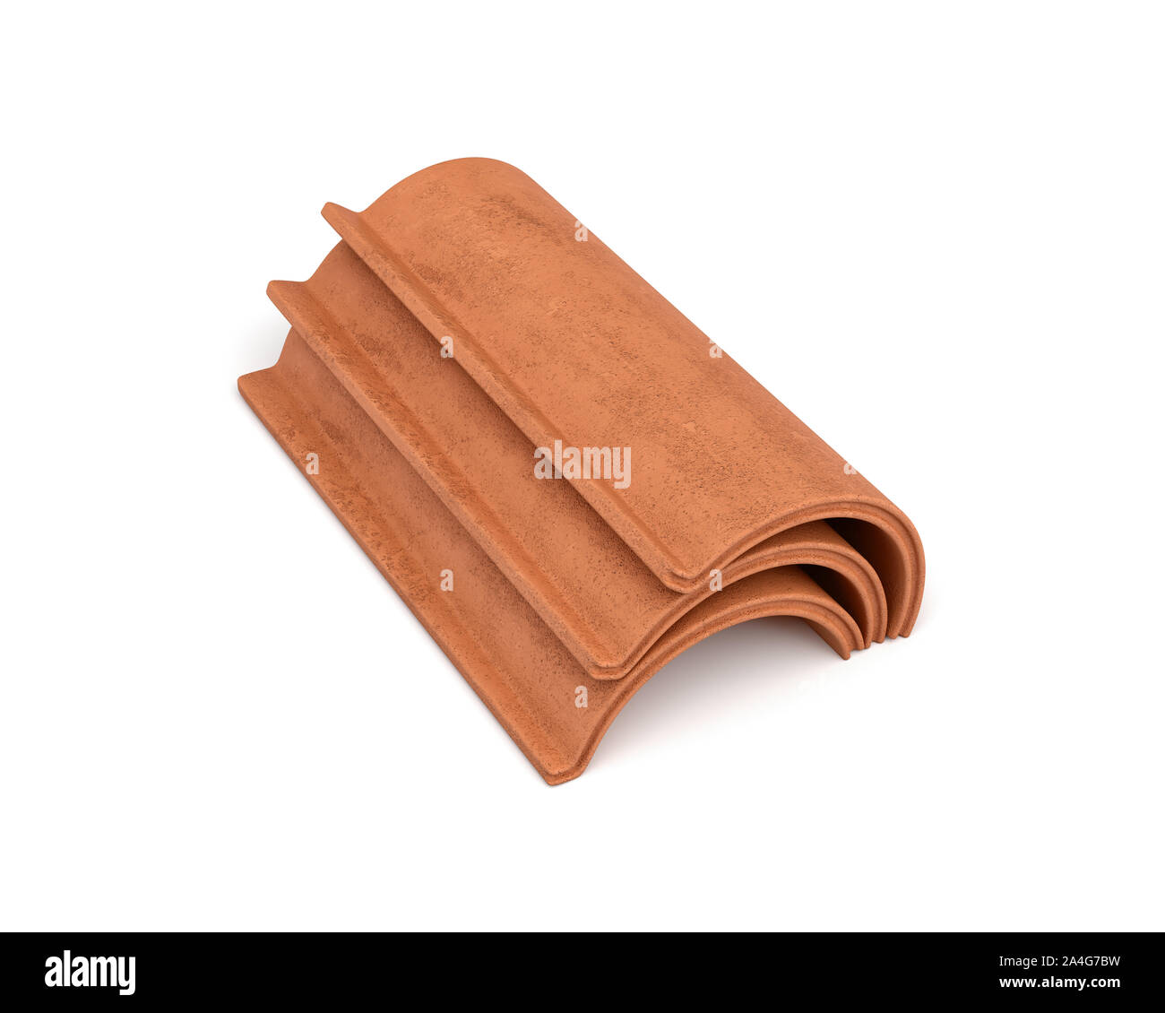3d rendering of a small group roof tile lying in front view isolated on ...