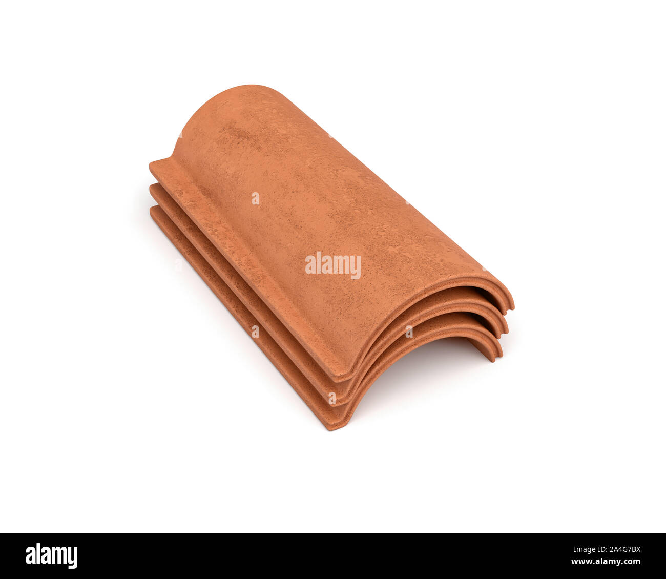 3d rendering of a small group roof tile lying in front view isolated on ...