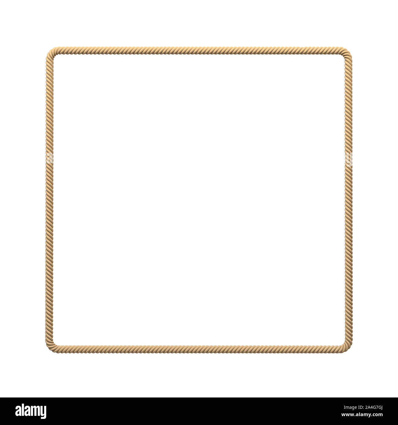 3d rendering of an isolated beige rope making a square on a white ...