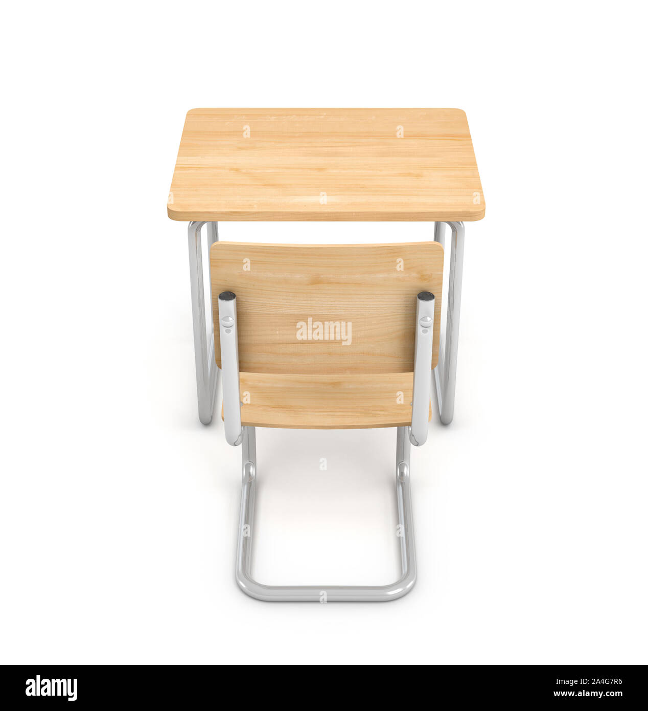 3d rendering of a school desk and chair both are made of iron and light ...