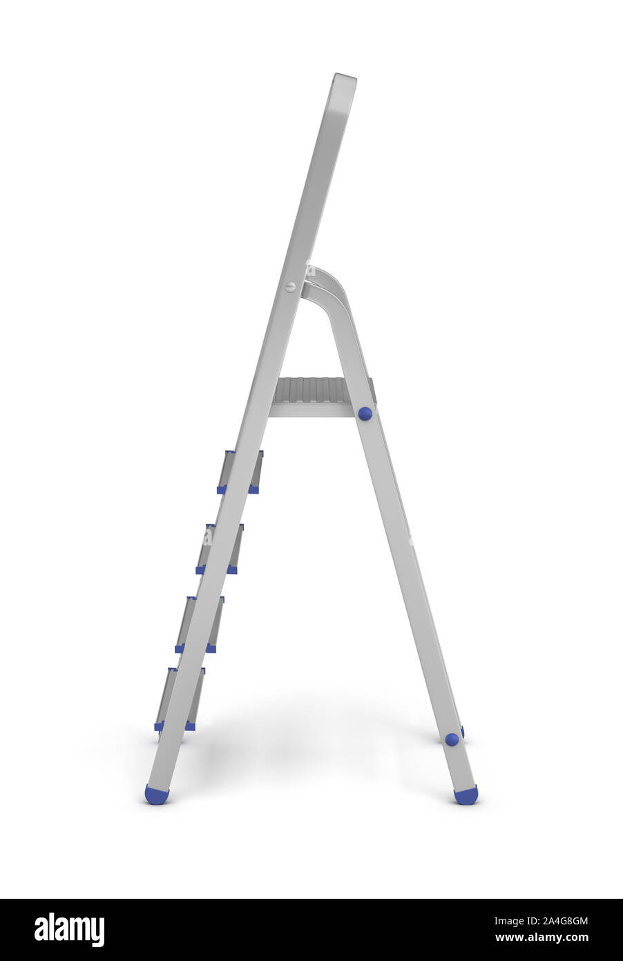 3d rendering of a metal builder's step ladder with blue fittings in ...
