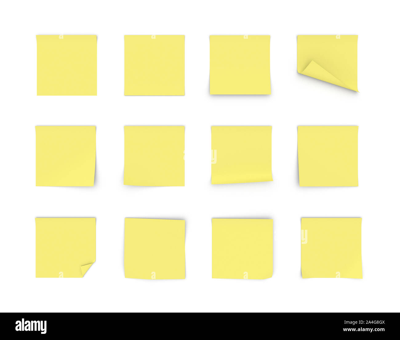 Yellow office stickers isolated on a white background. Office stuff ...