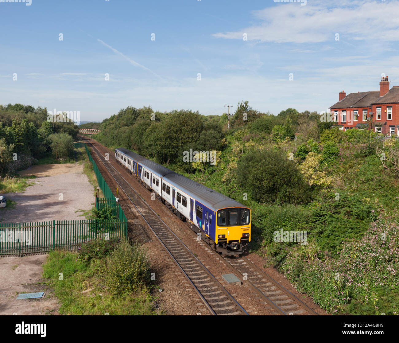 2 Arriva Northern rail class 150 sprinter trains passing Hindley ...