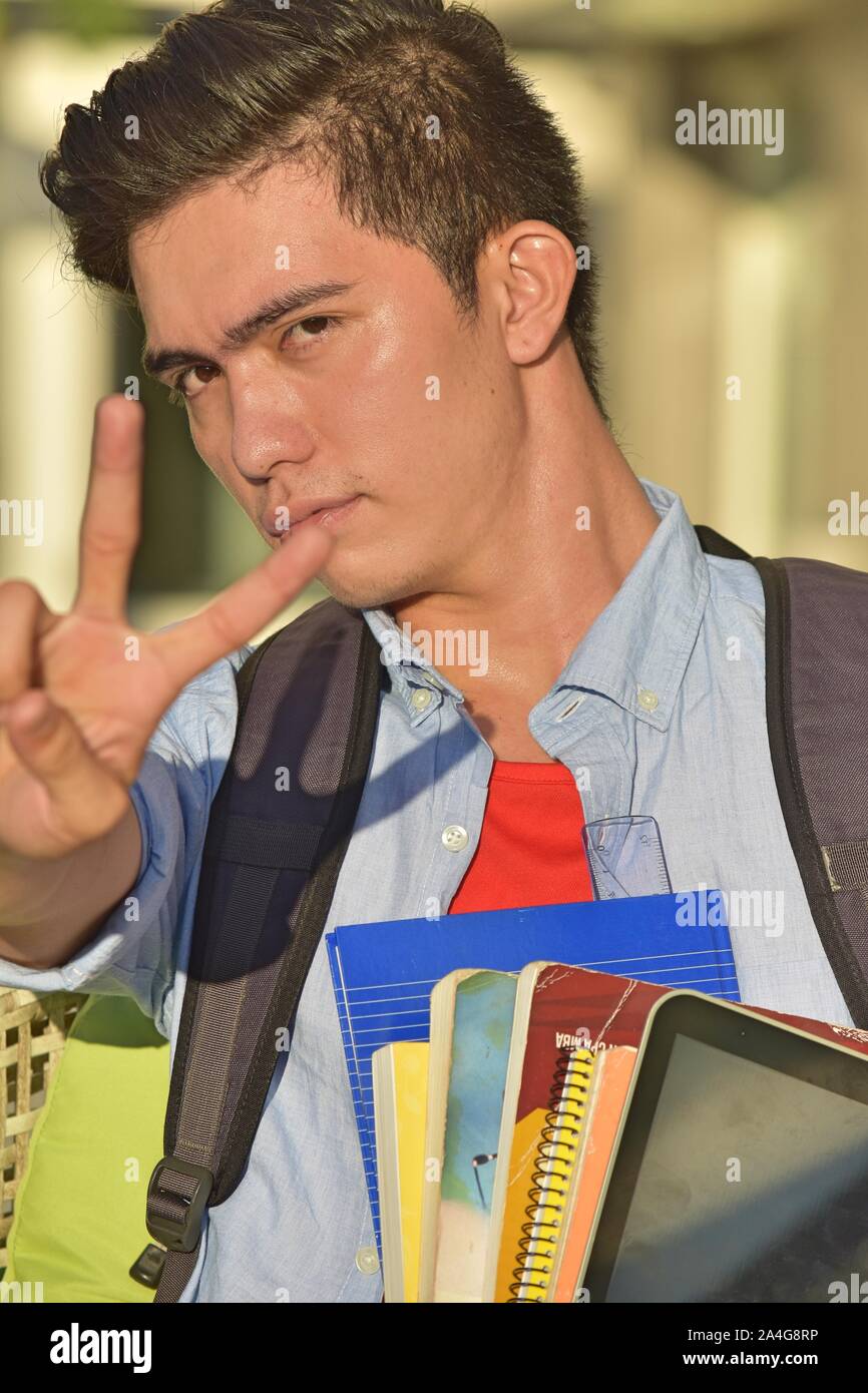 An University Filipino Student And Victory Stock Photo - Alamy