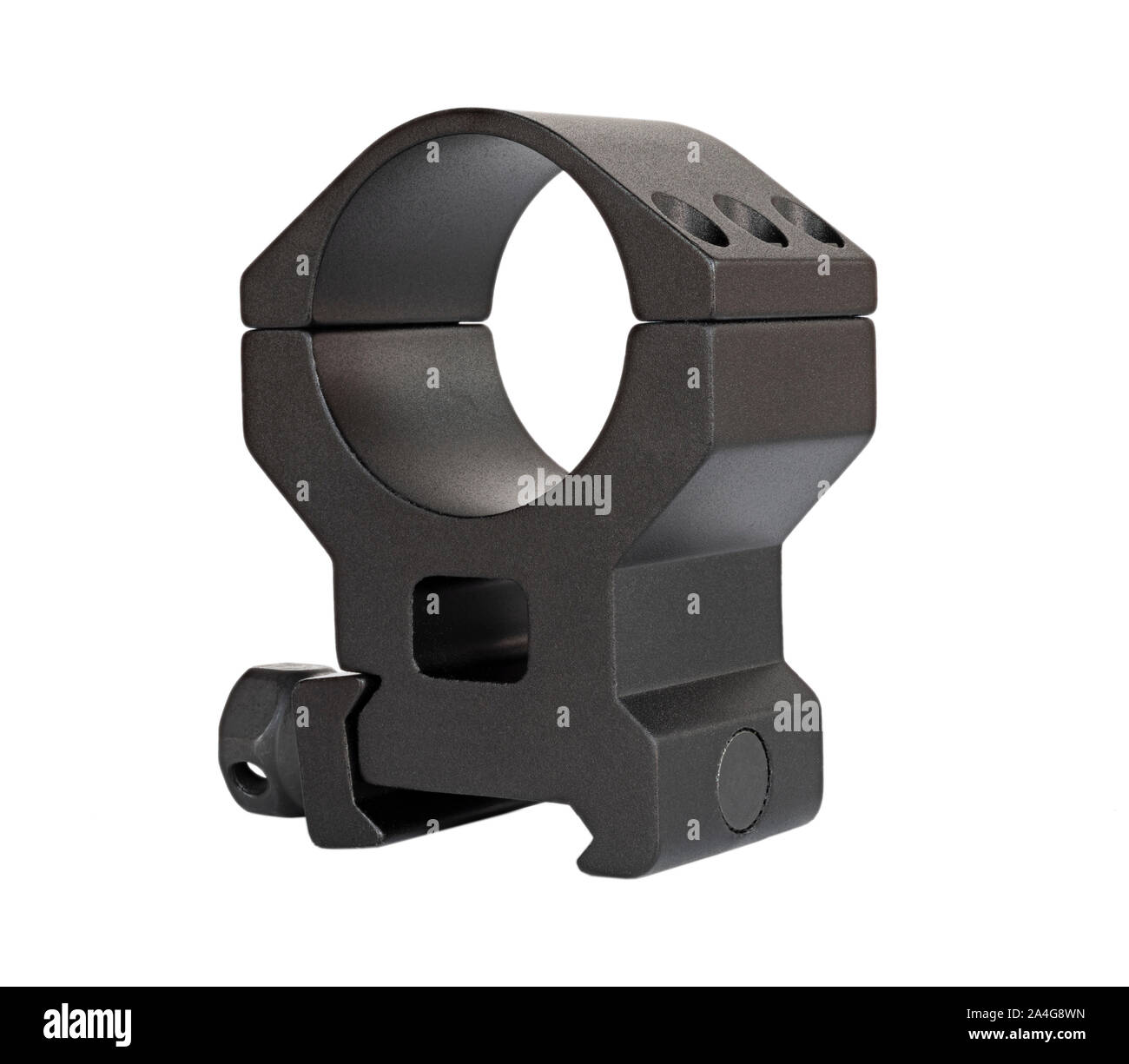 Rifle scope bases and rings in black with white behind Stock Photo - Alamy