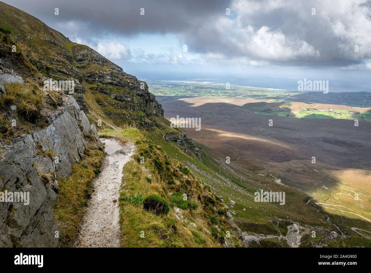 Hiking trail leading up to the top of Muckish mountain in Donegal ...