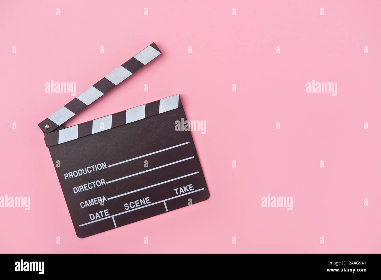 movie clapper on pink background, cinema concept Stock Photo - Alamy