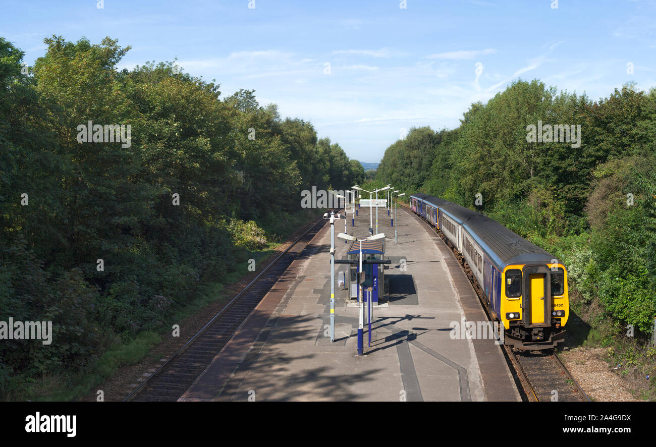 Arriva Northern rail class 156 + 150 sprinter trains passing the island ...