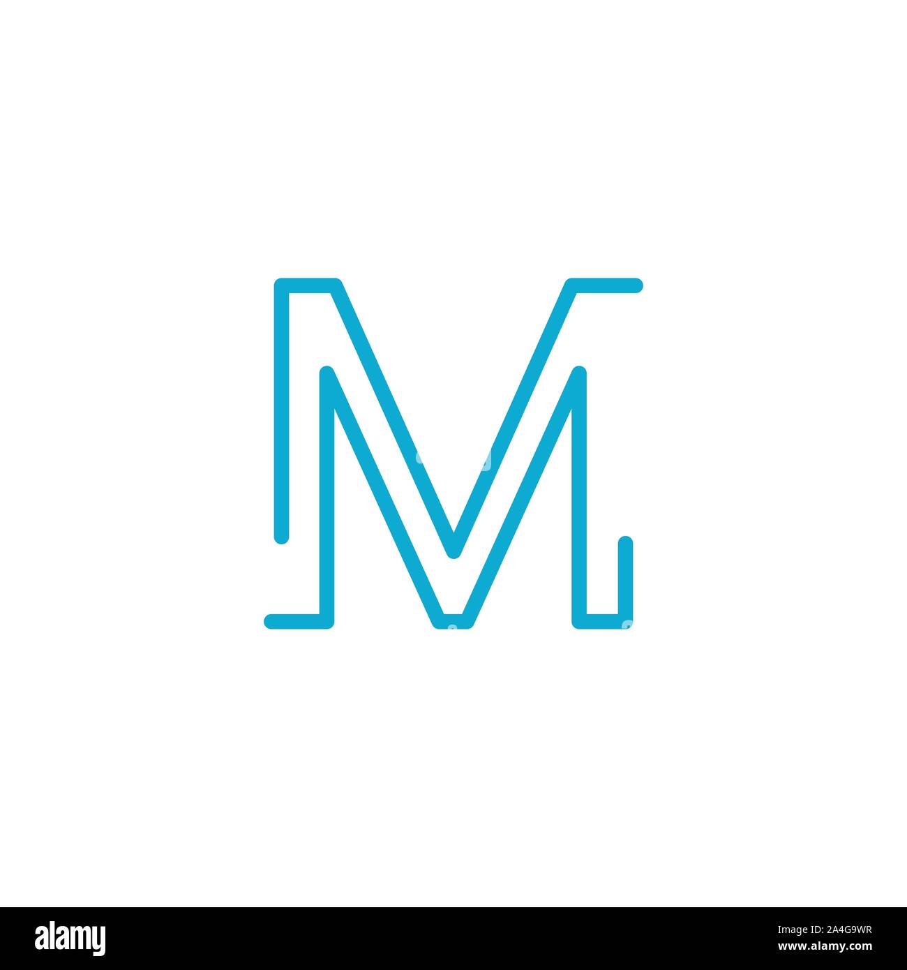Linear geometric outline alphabet Letter M, Simple Logo Design, Blue ...