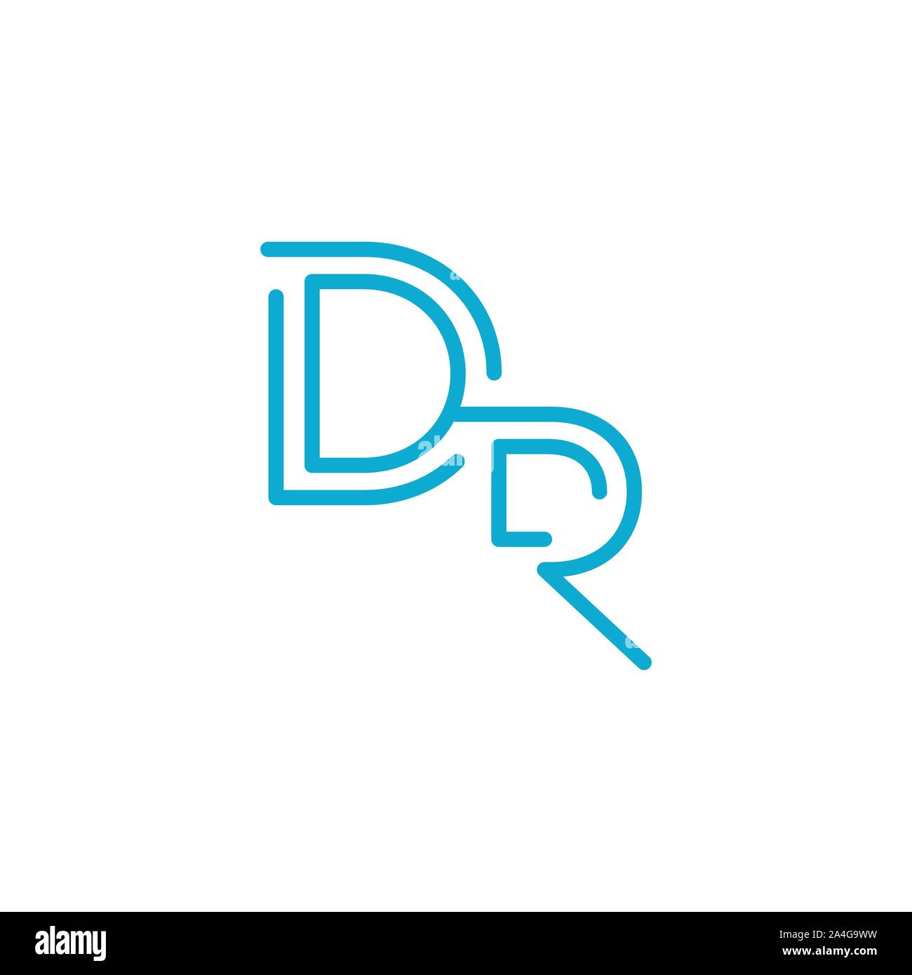 DR linear outline initial letters logo. Simple Logo Design, Blue ...