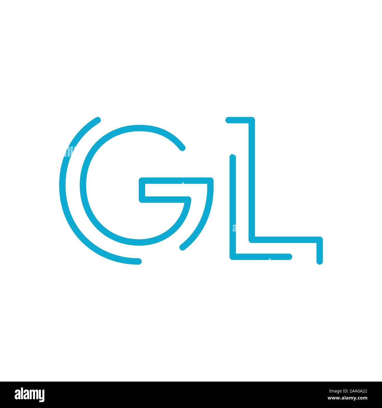 GL initial letter logo gl, lg, Blue graphic element for typography ...