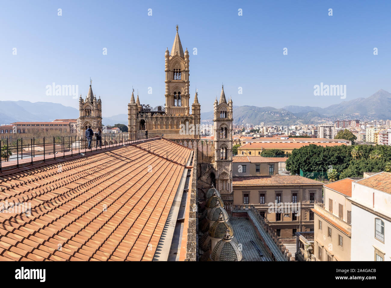 Palermo, Sicily - March 23, 2019: Rooftop view of the Palermo Cathedral ...
