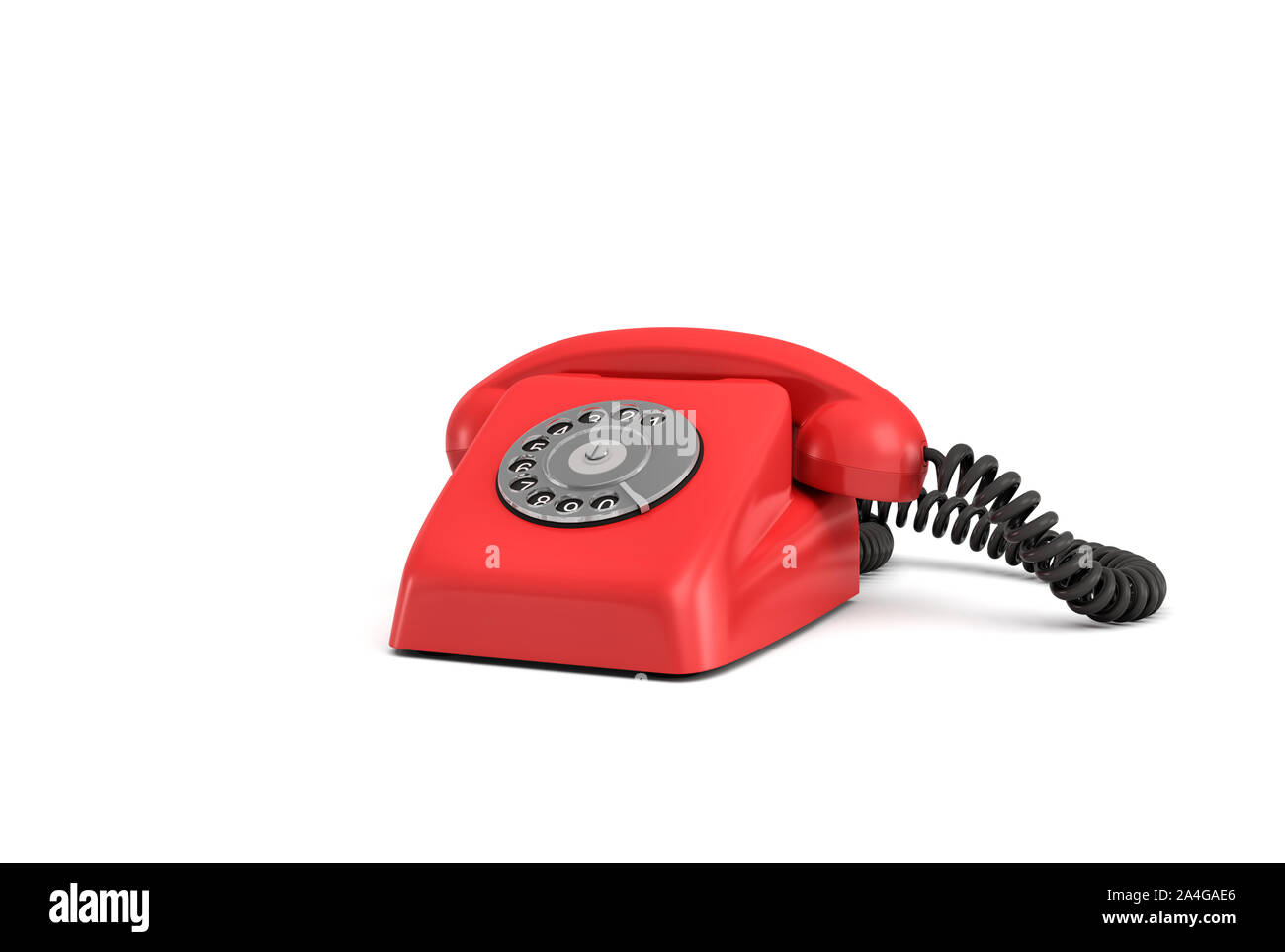 3d rendering of an old-fashioned rotary phone isolated on white ...