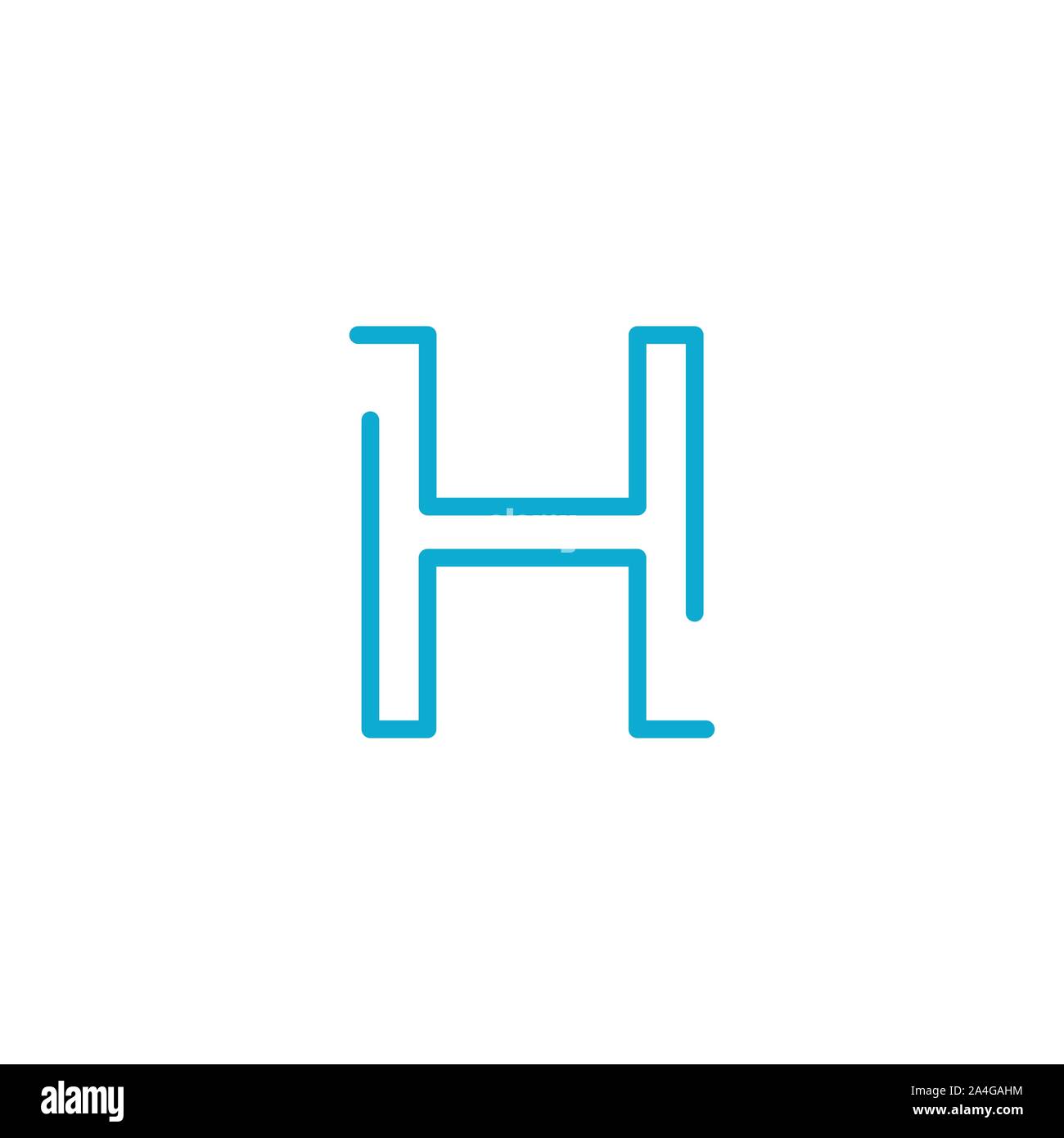 Linear geometric outline alphabet Letter H, Simple Logo Design, Blue ...